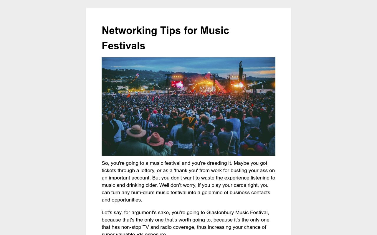 Networking Tips for Music Festivals